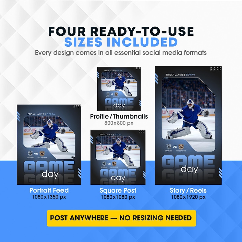 Hockey Social Media Templates | Editable Canva Game Day & Player ...