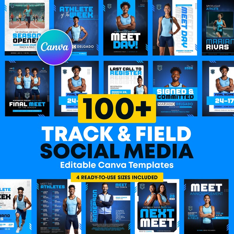 100+ Track and Field Social Media Templates | Editable Canva Meet Day ...