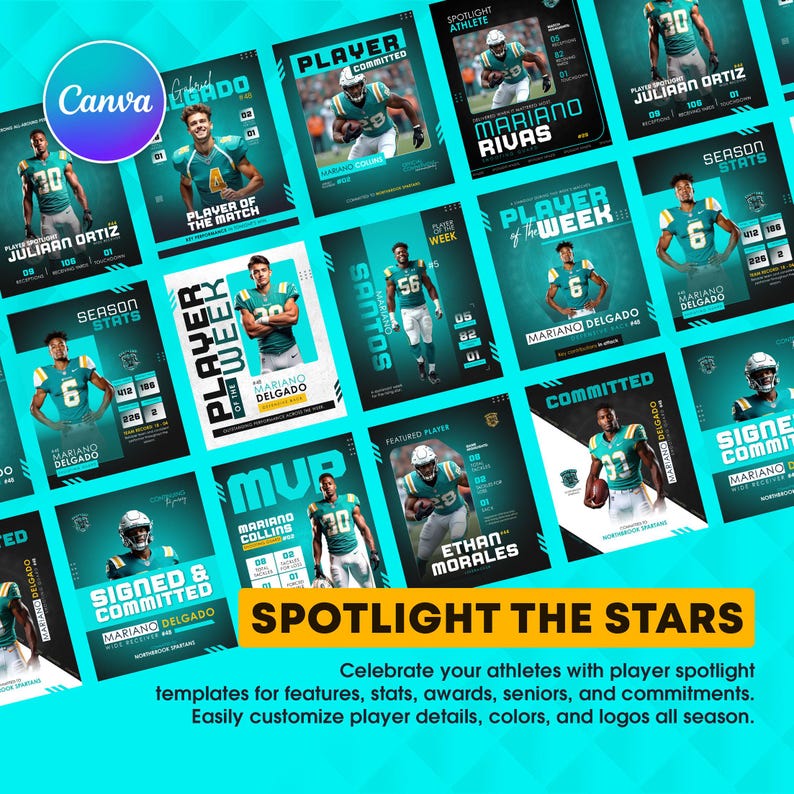 100+ Football Social Media Template Pack | Editable Canva Designs for ...