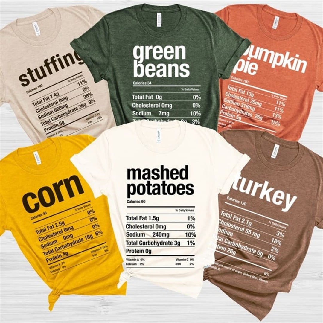 Food Shirts Nutrition Facts Shirts Favorite Holiday Food - Etsy