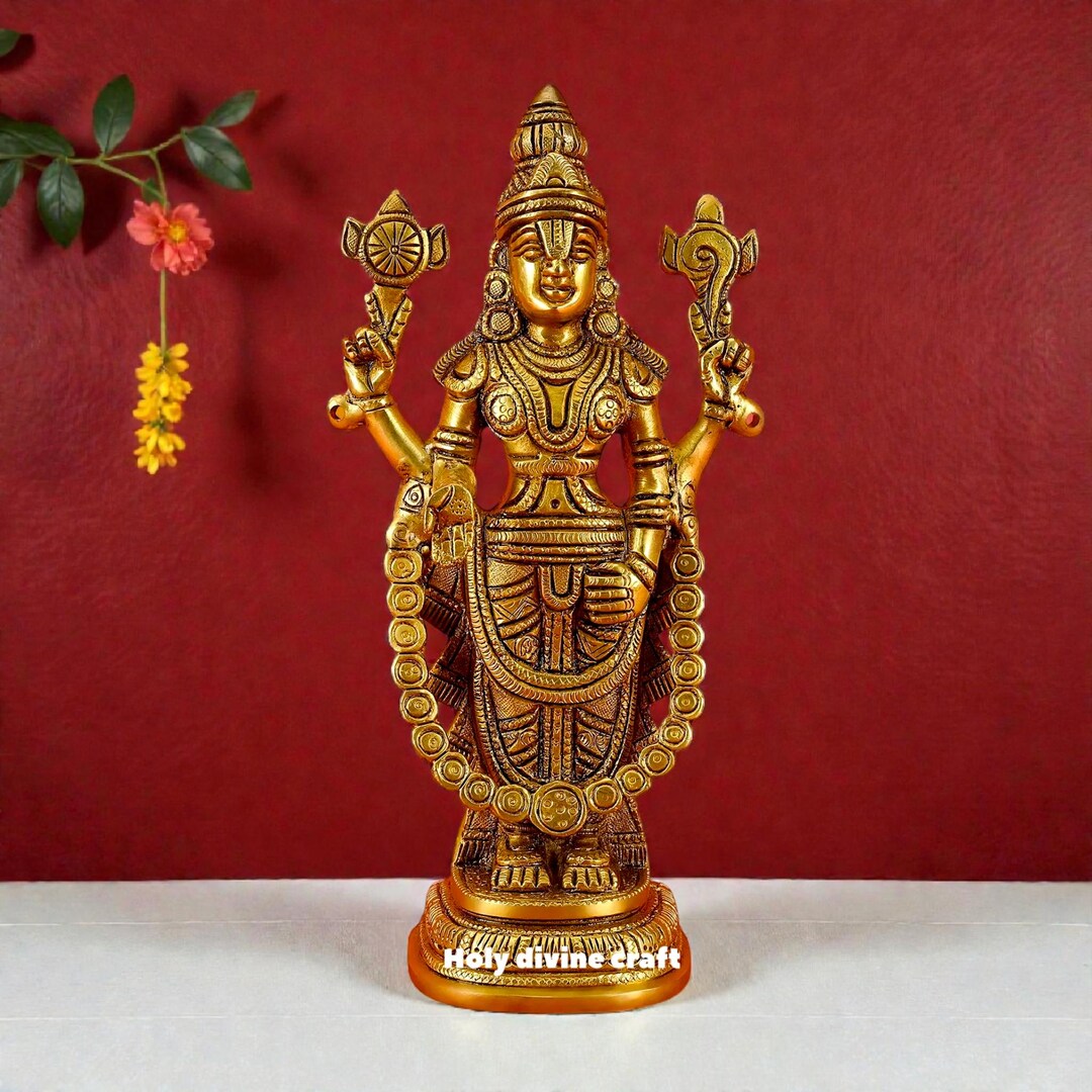 Brass Balaji Idol Lord Venkateswara Statue 11.5 Inches Tirupati Balaji ...
