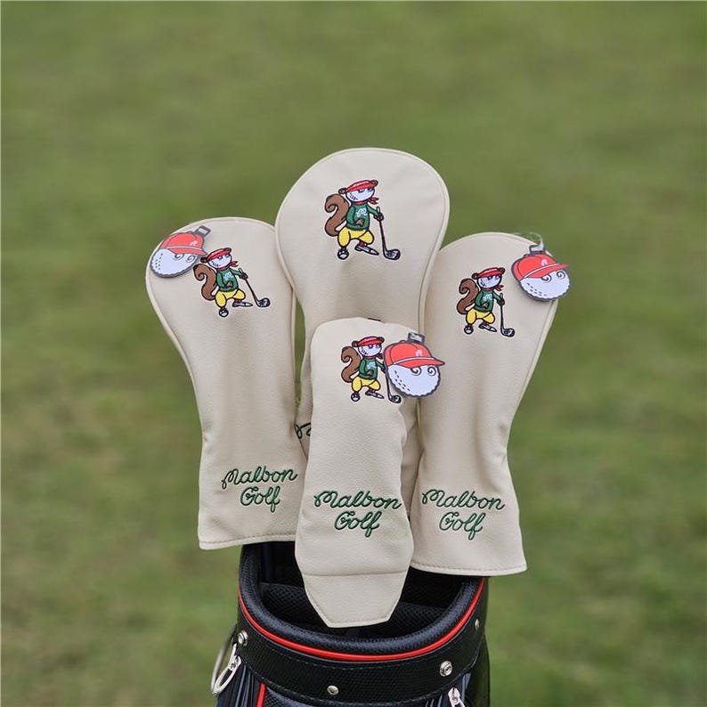 Squirrel Malbon Golf Club Wood Head Covers Iron Headcovers Straight ...