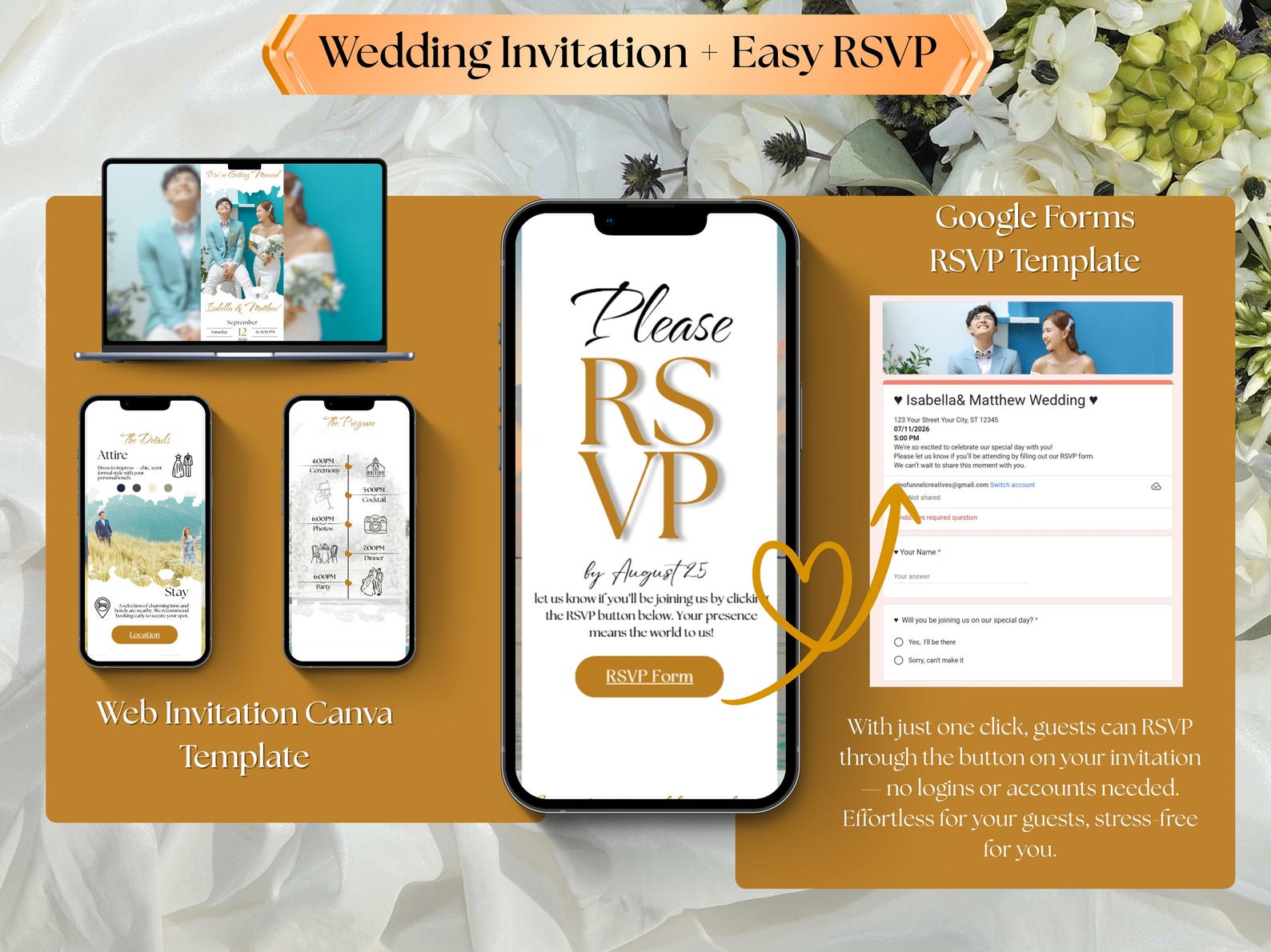Digital Wedding Invitation Template, RSVP Website in Canva - Etsy