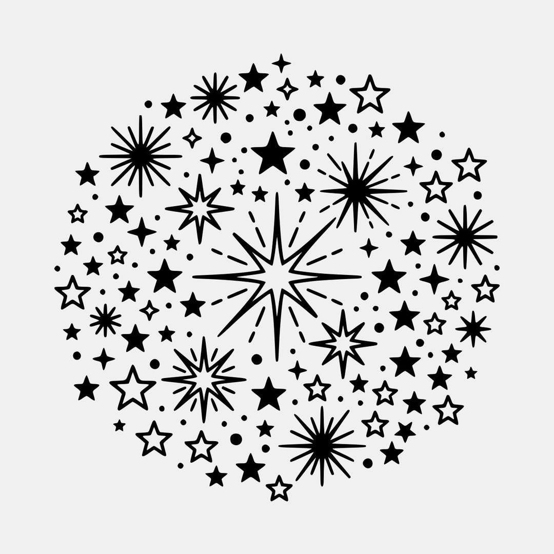 Starburst Cluster SVG PNG: Line Art Design for Cricut (digital Download ...