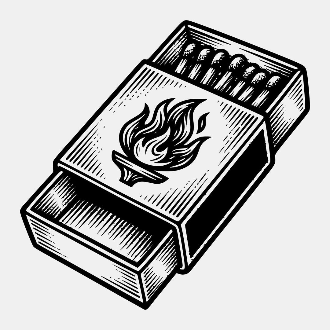 Matchbox Flame Svg Png: Woodcut Style Design (digital Download) - Etsy