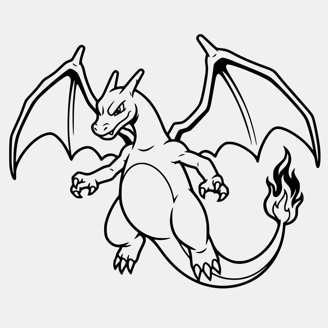 Charizard in Flight SVG: Bold Anime Dragon Vector Cut File (digital ...