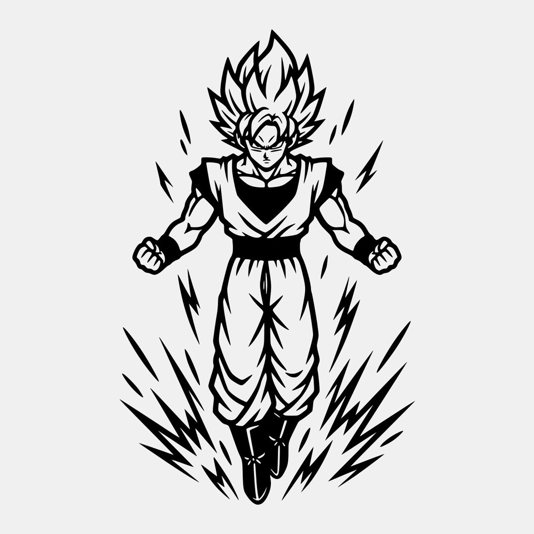 Goku Ascending SVG PNG : Anime Line Art Design (digital Download) - Etsy