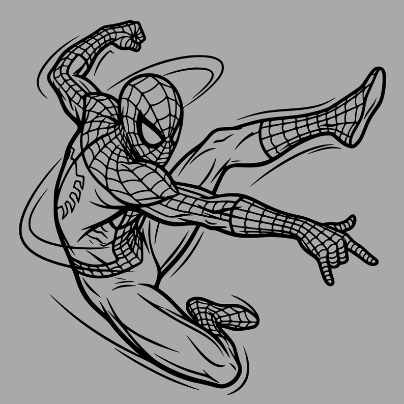 Spider-man Dodging Attack Line Art - Etsy