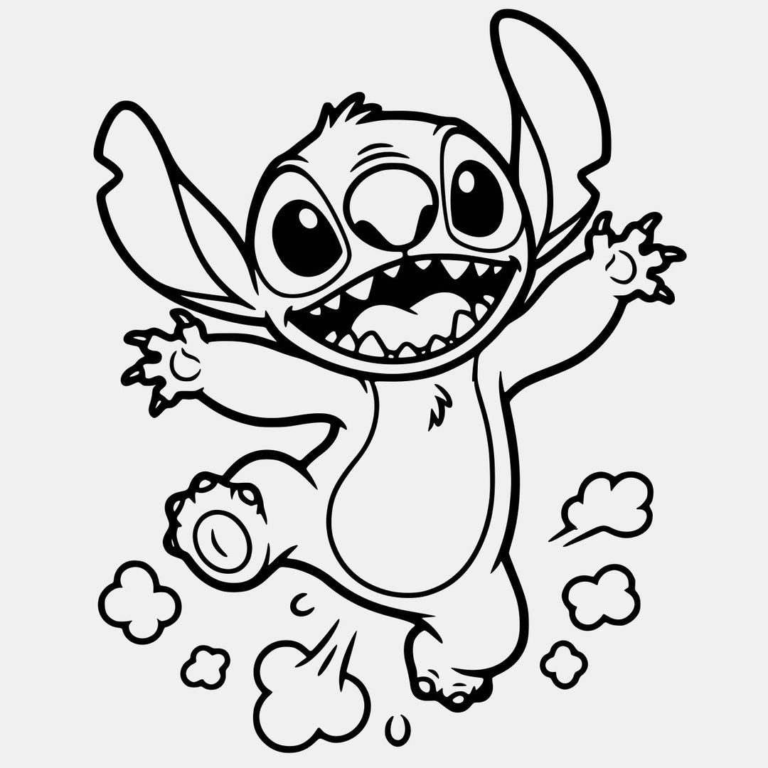 Stitch Jumping SVG PNG: Bold Line Art Design (digital Download) - Etsy