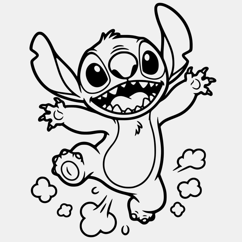 Stitch Jumping SVG PNG: Bold Line Art Design (digital Download) - Etsy