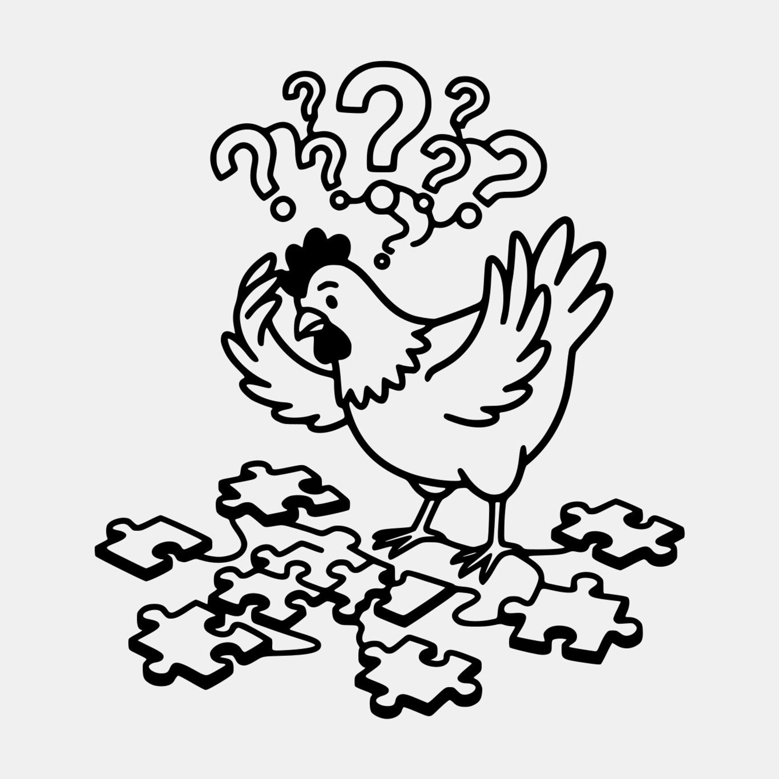 Confused Chicken Jigsaw Puzzle SVG, Funny Farm Animal Clipart Digital ...