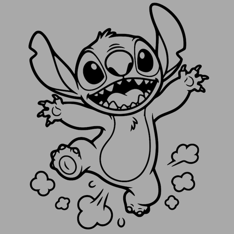Stitch Jumping SVG PNG: Bold Line Art Design (digital Download) - Etsy