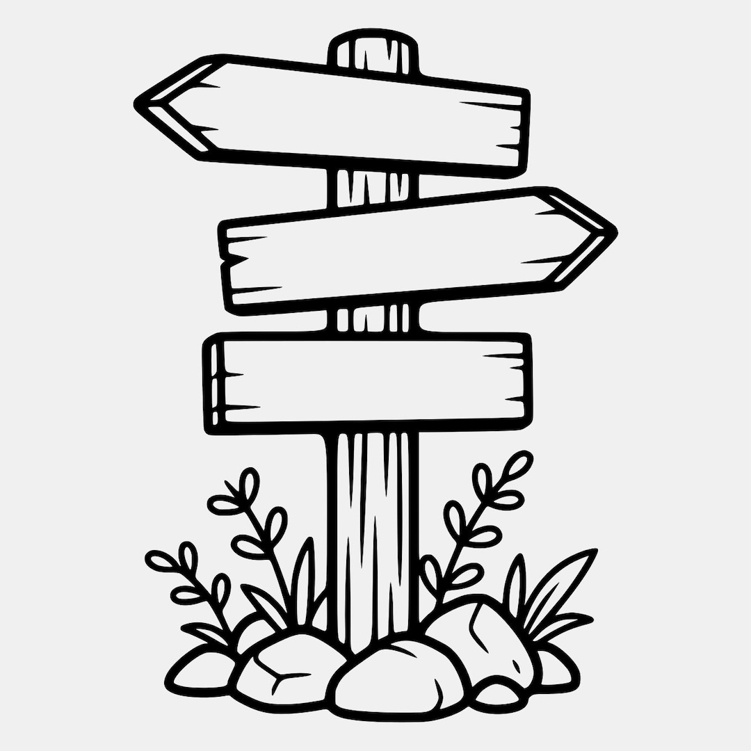 Wegweiser Pfeil SVG PNG: Bold Line Art Design (Digitaler Download ...