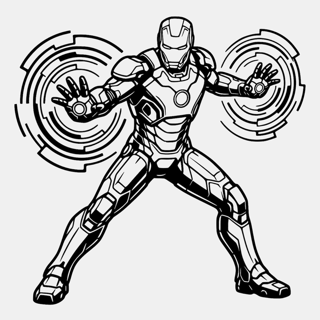 Iron Man Line Art - Defensive Stance Illustration - Etsy