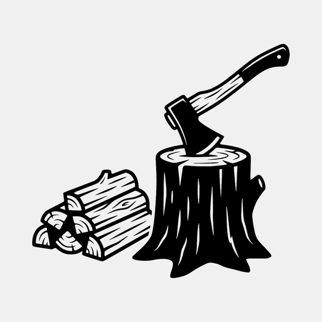 Axe Stump Firewood SVG PNG: Woodcutting Design (digital Download) - Etsy