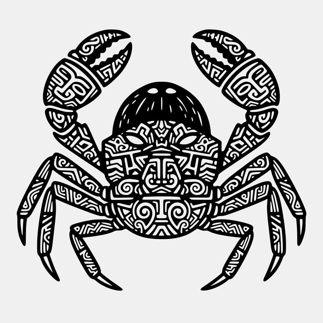 Tribal Coconut Crab SVG, Polynesian Tattoo Style Crab Clipart, Zodiac ...