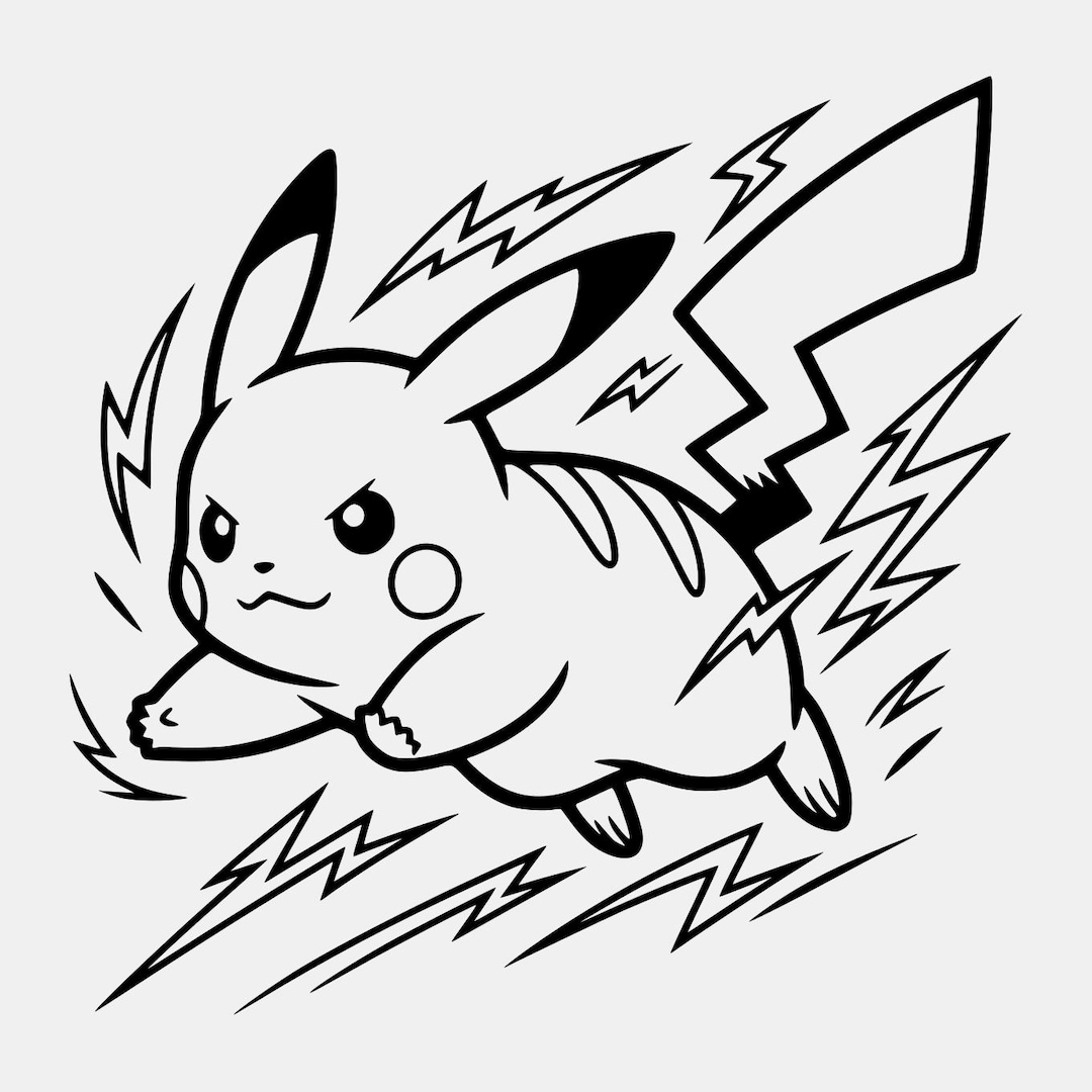 Pikachu Action Line Art SVG PNG : Dynamic Pose Design (digital Download) - Etsy UK