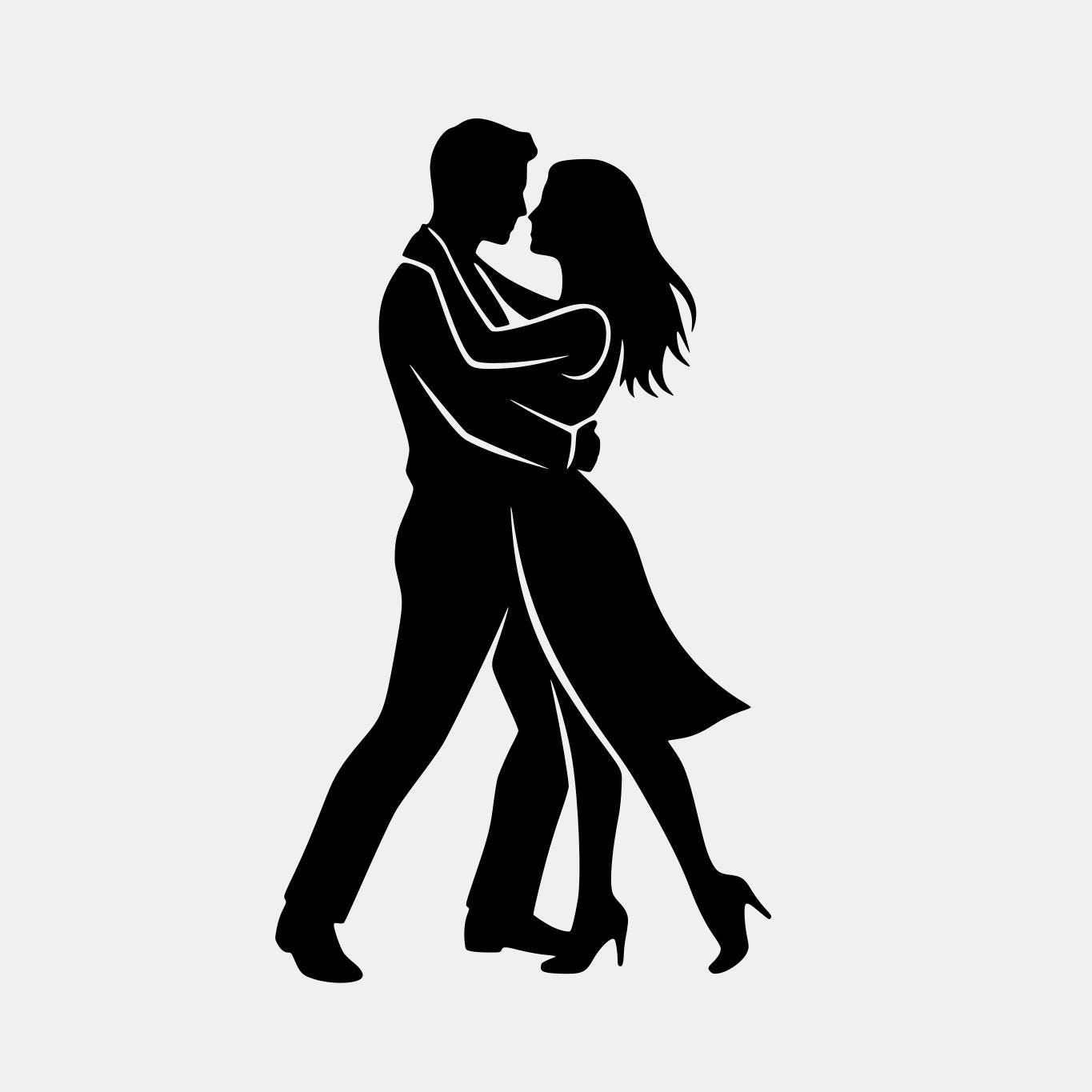 Couple Dancing Silhouette SVG, Romantic Tango Dance Vector Art for ...