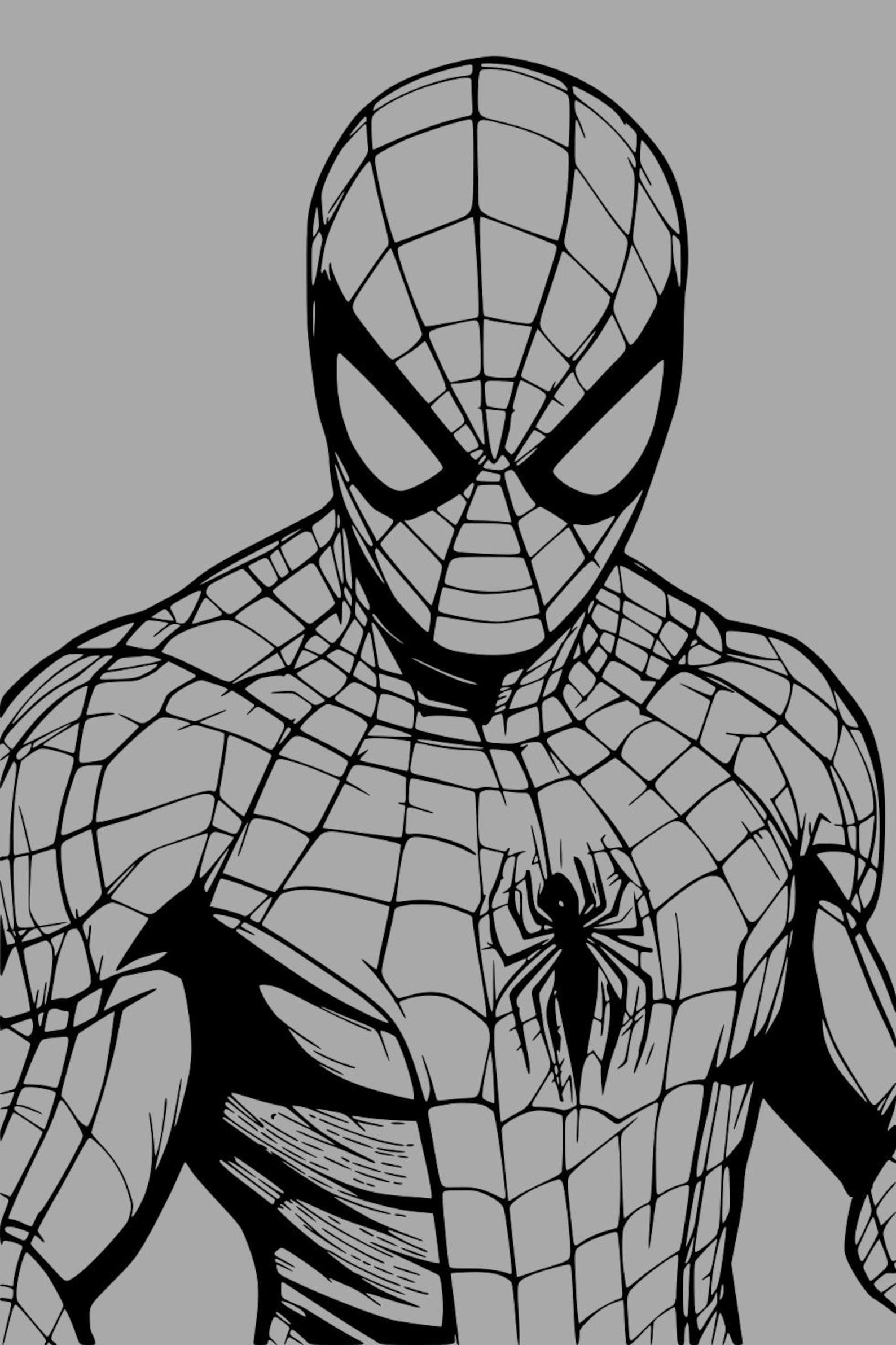 Spider-man Hero Line Art SVG | Web Suit Superhero Illustration | Black ...