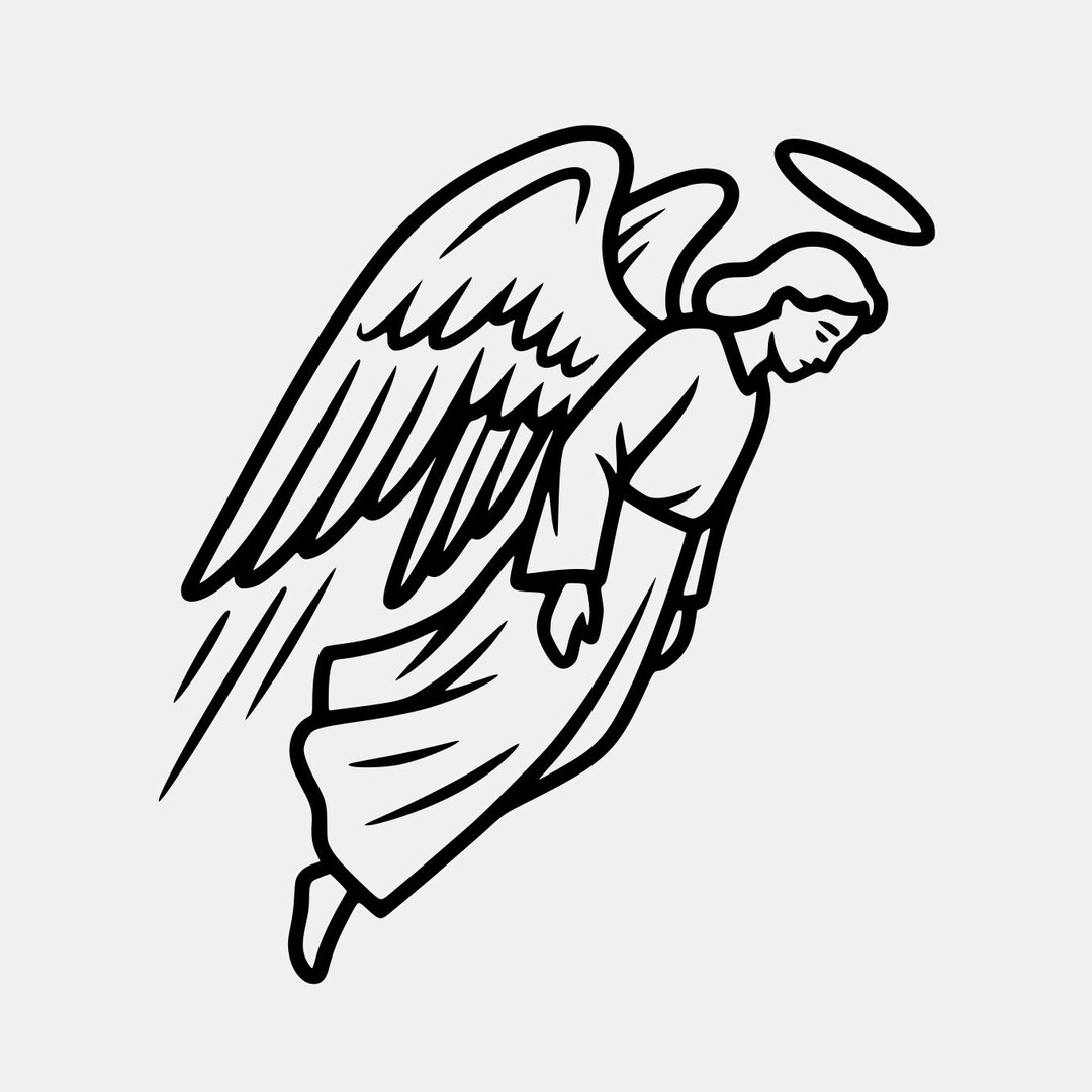 Angel Descending SVG PNG: Bold Line Art Design (digital Download) - Etsy