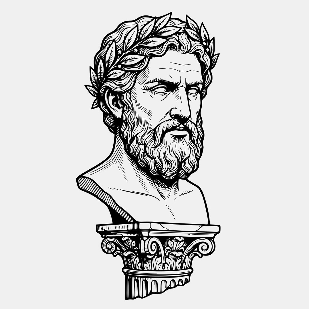 Bearded Man Laurel Wreath Bust SVG PNG: Classical Sculpture Design ...