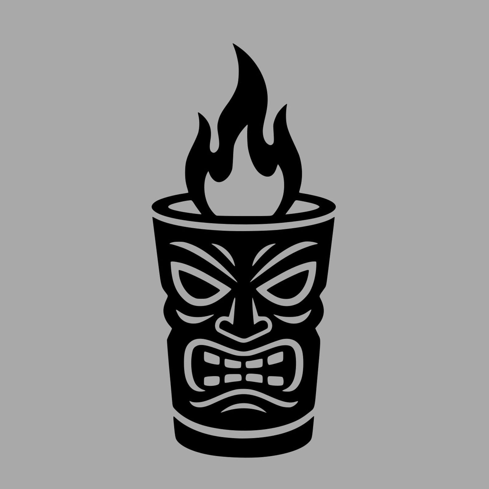 Tiki Torch Mask SVG, Tropical Luau Flame Icon, Hawaiian Tribal Art for ...
