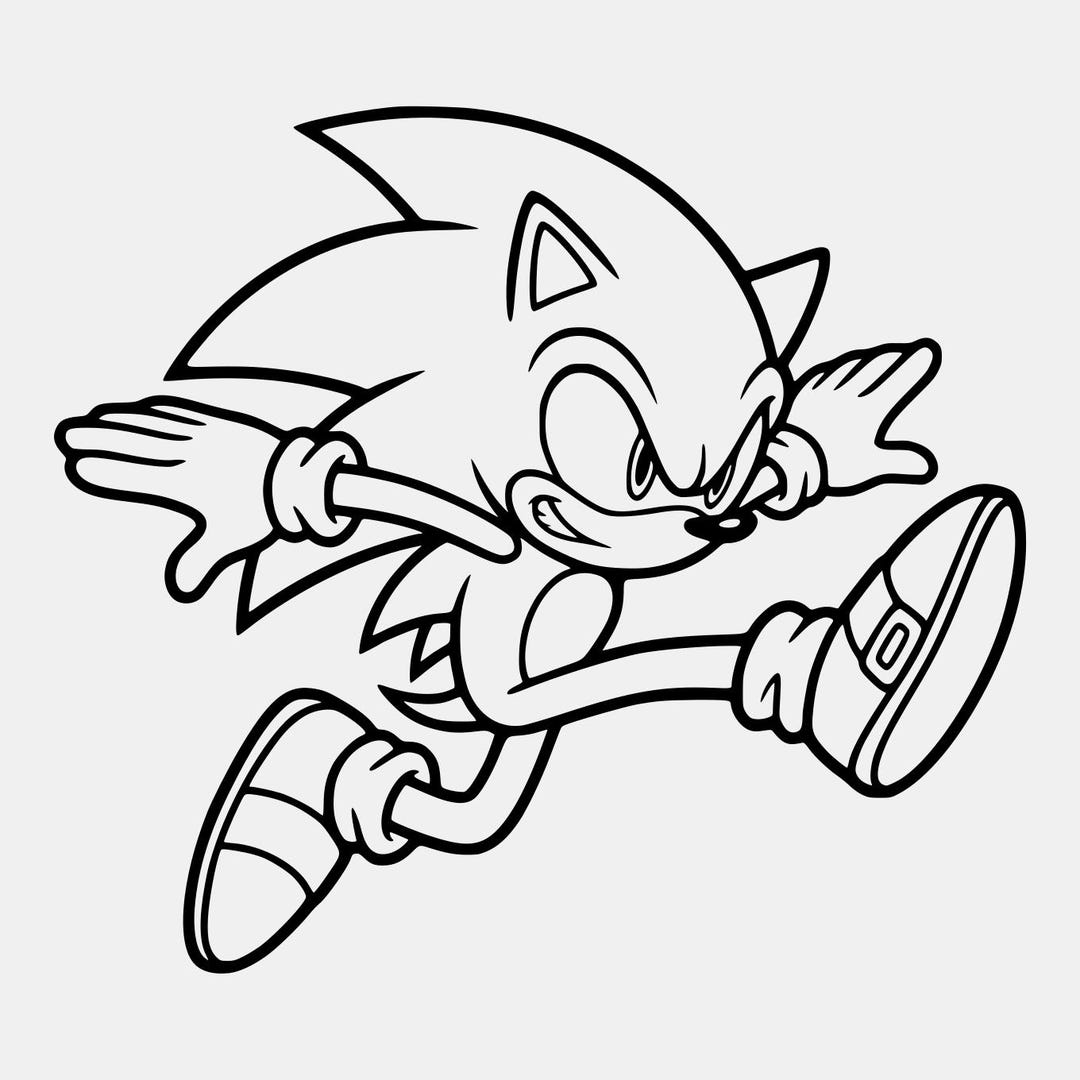 Sonic the Hedgehog Line Art Leaping Forward - Etsy