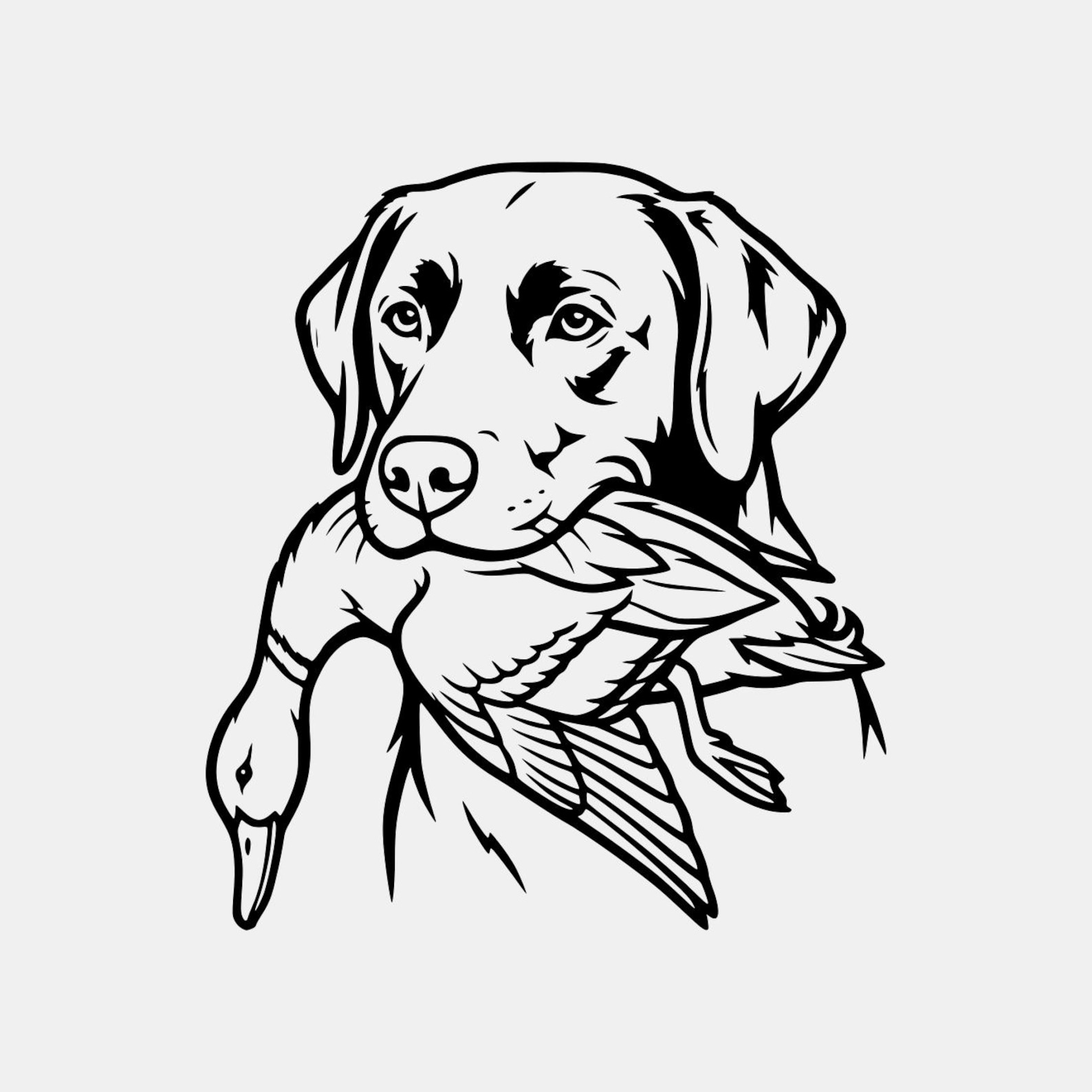 Bold Line Art: Labrador Retriever With Duck (SVG, PNG) - Etsy
