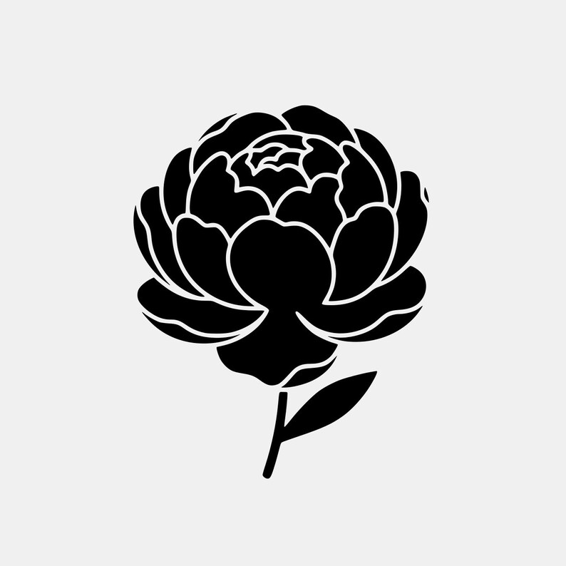 Peony Flower SVG, Delicate Floral Cut File for Crafts, Silhouette ...