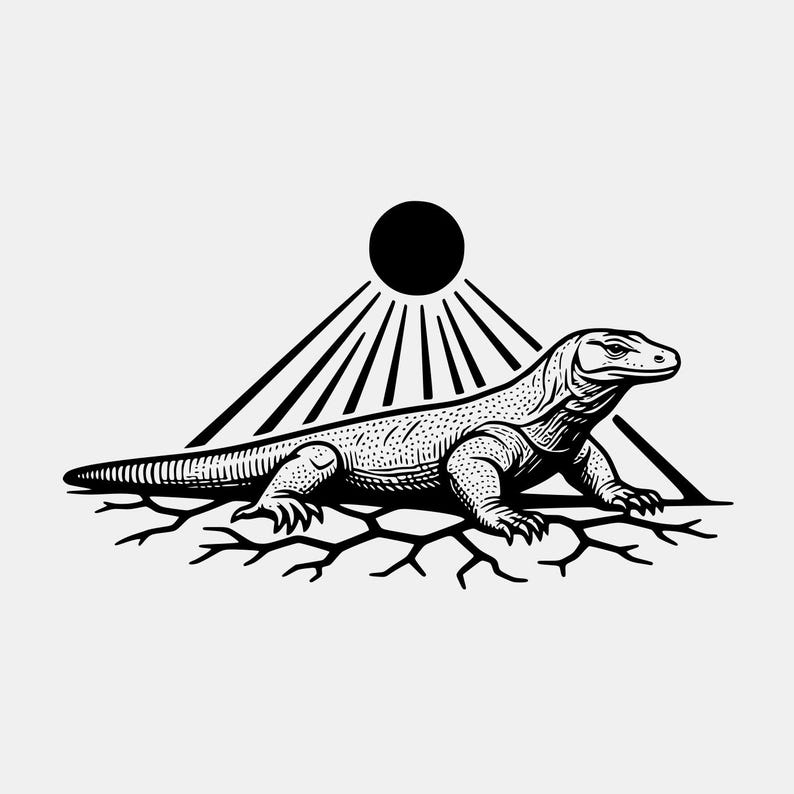 Komodo Dragon SVG, Majestic Lizard Illustration for T-shirts and Decals ...