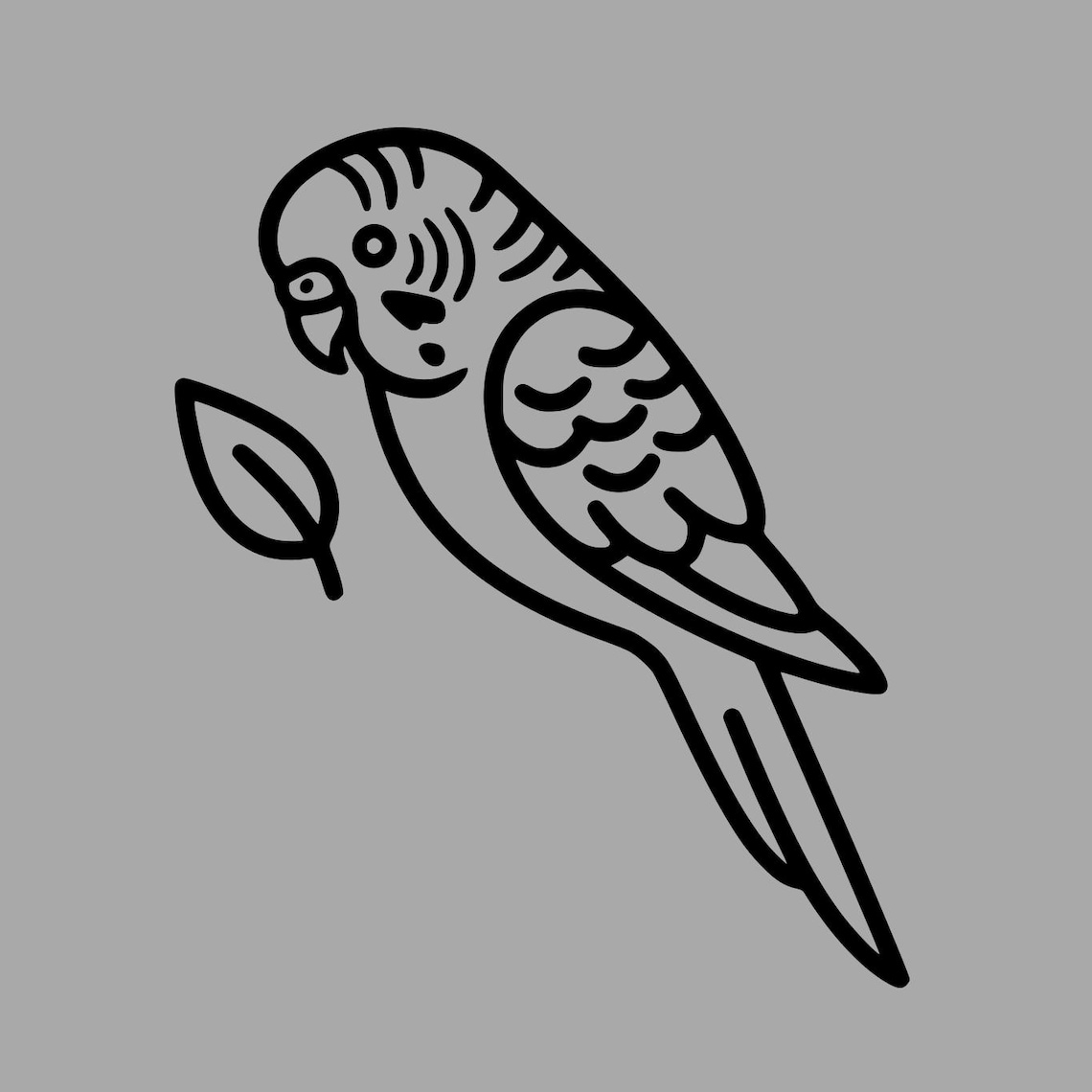 Cute Budgie Parakeet SVG, Line Art Bird Clipart for Crafting and Decor ...