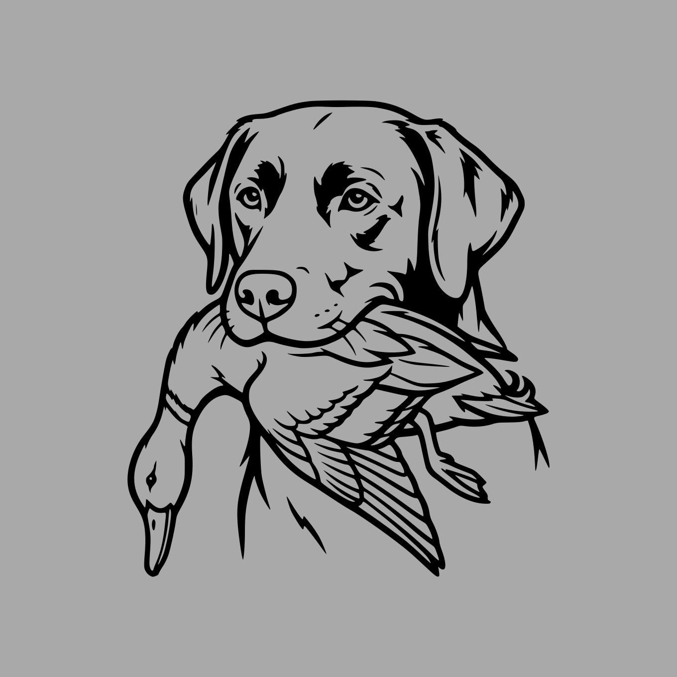 Bold Line Art: Labrador Retriever With Duck (SVG, PNG) - Etsy