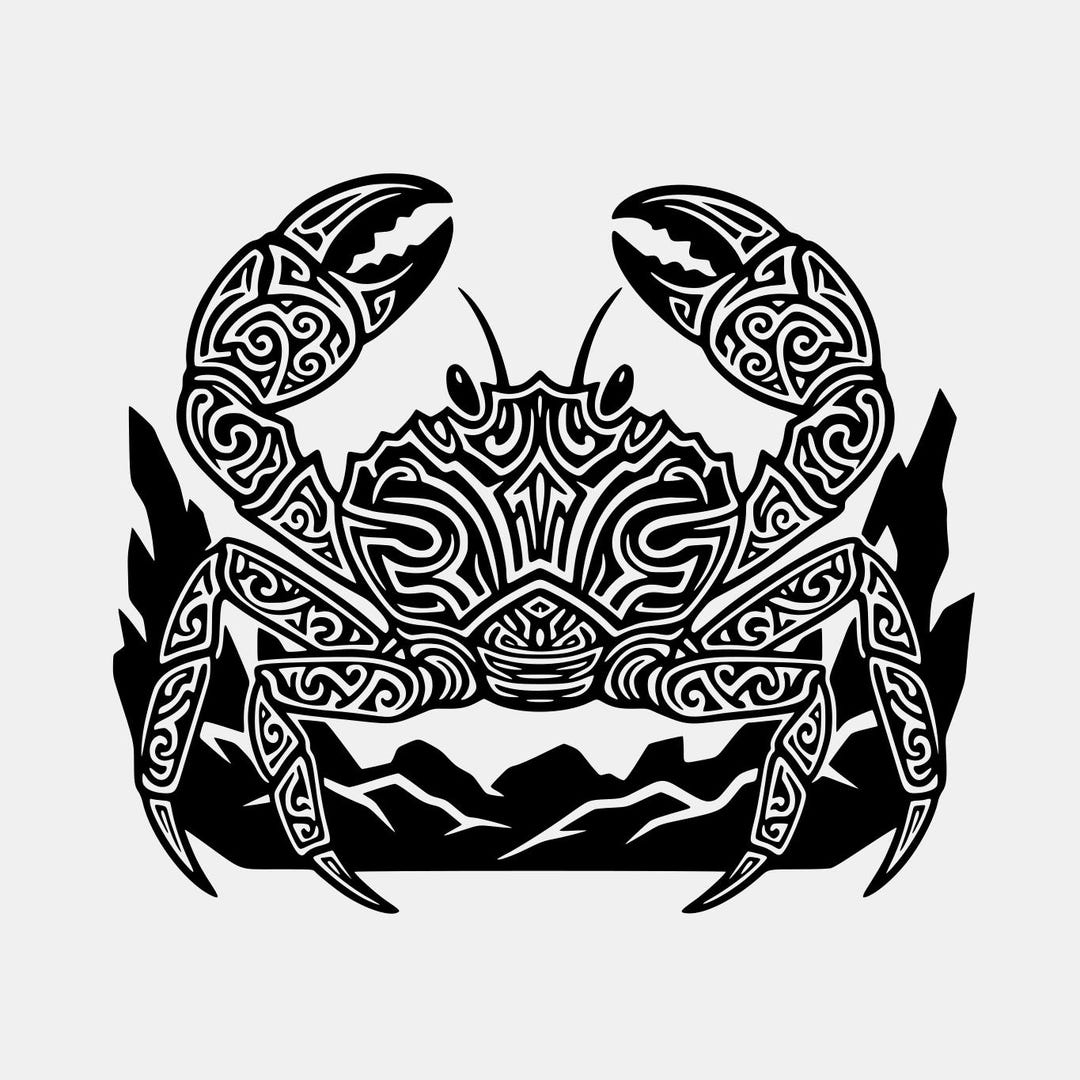 Tribal Coconut Crab SVG, Intricate Zodiac Cancer Design, Polynesian ...