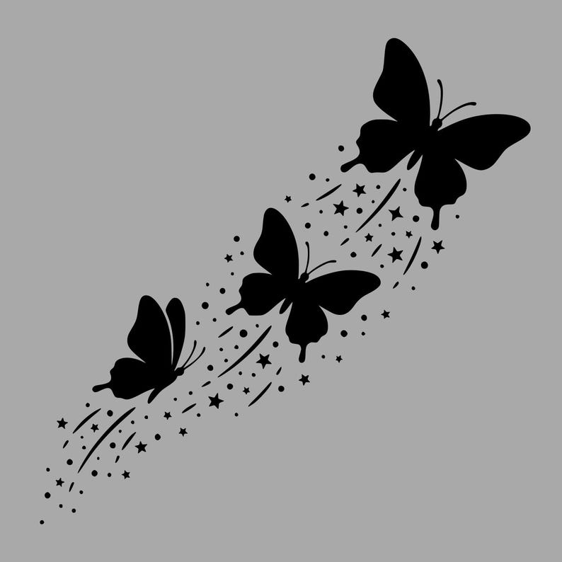 Butterfly Flight Path SVG PNG: Graphic Silhouette Design (digital ...