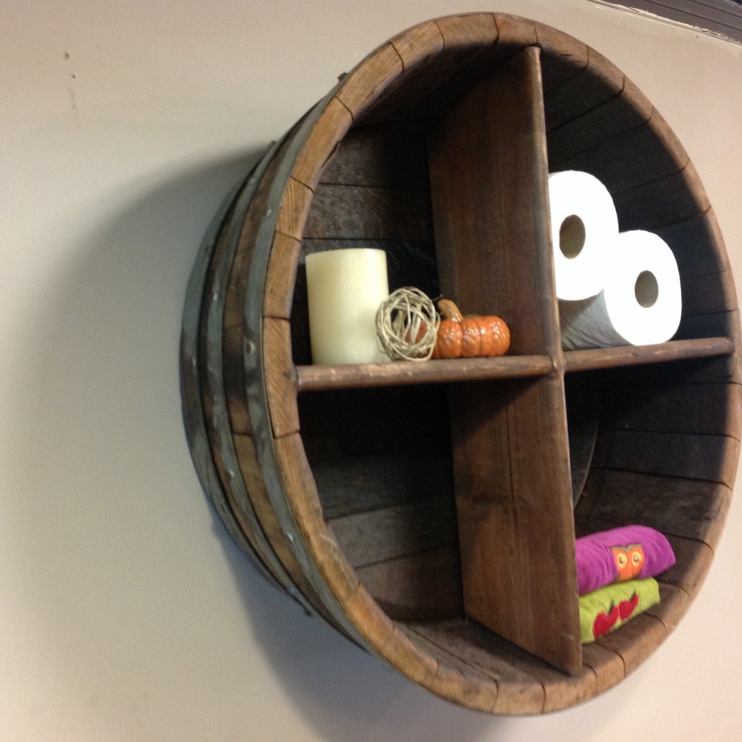 Wine Barrel End Display Shelf - Etsy