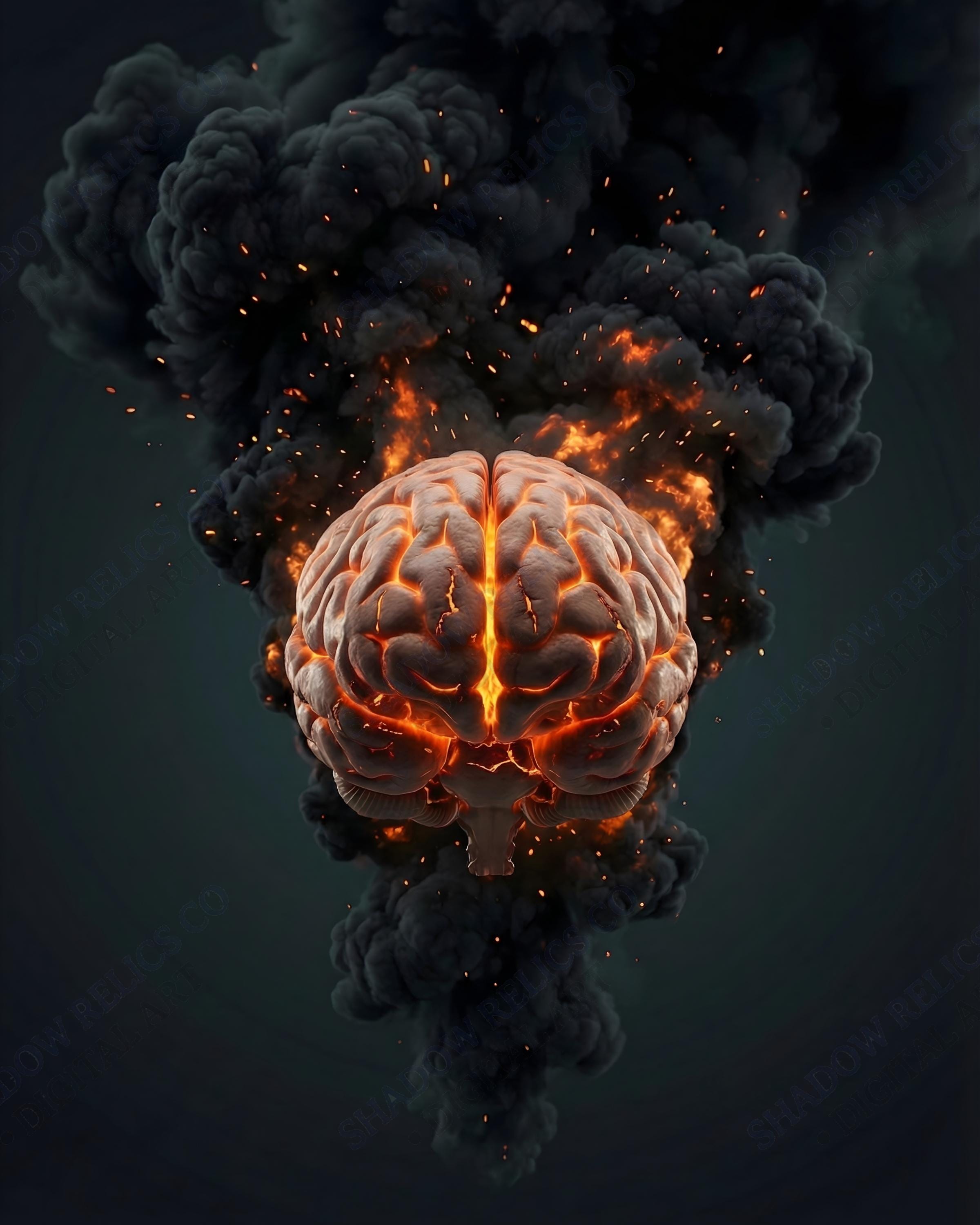 Brain Fried PNG, Dark Surreal Exploding Brain Art (digital Download) - Etsy