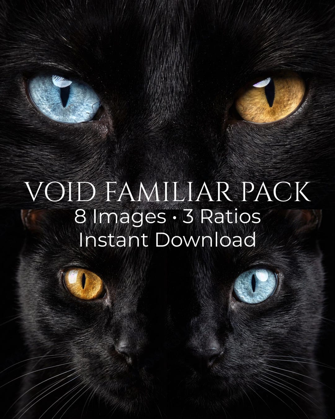 Heterochromia Black Cat Printable Wall Art Set, Gothic Cat Poster Pack ...