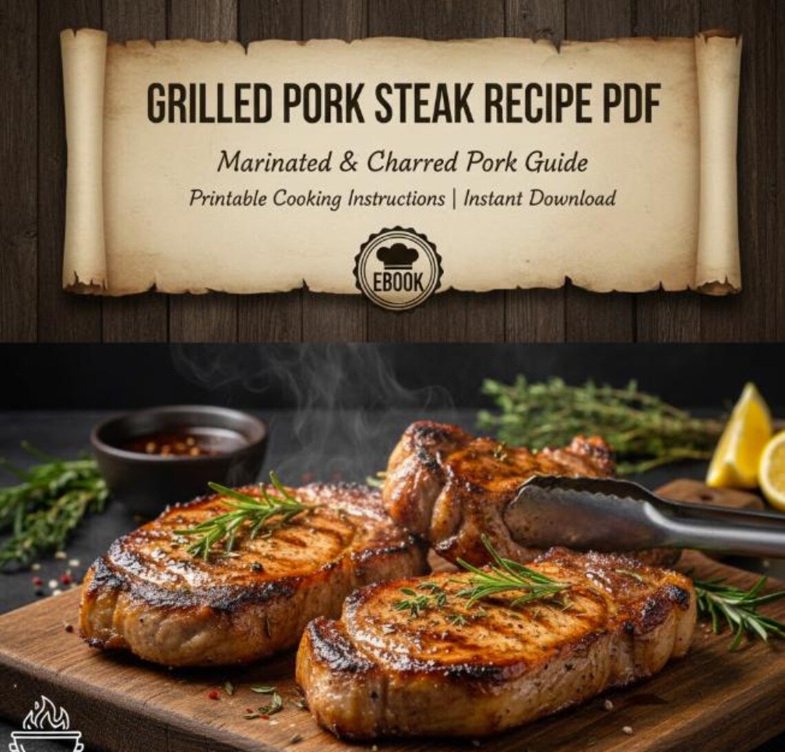 Grilled Pork Steak Recipe PDF | Marinated & Charred Pork Guide ...