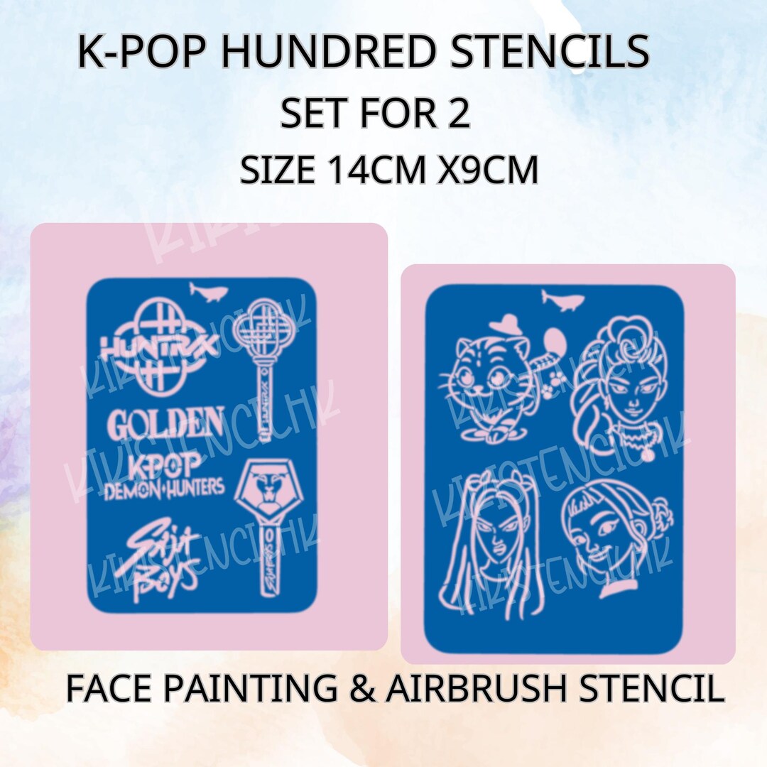 Kpop Demon Hunters Stencils Set for 2 Facepainting Stencils ｜airbrush ...