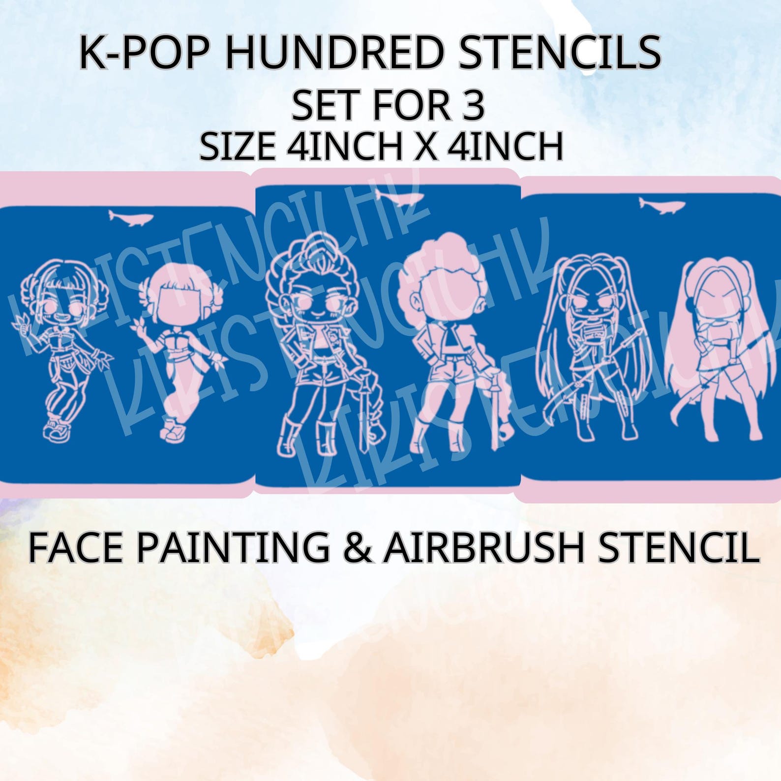 Kpop Demon Hunters Cute Stencils | Face Painting Stencils | Airbrush ...