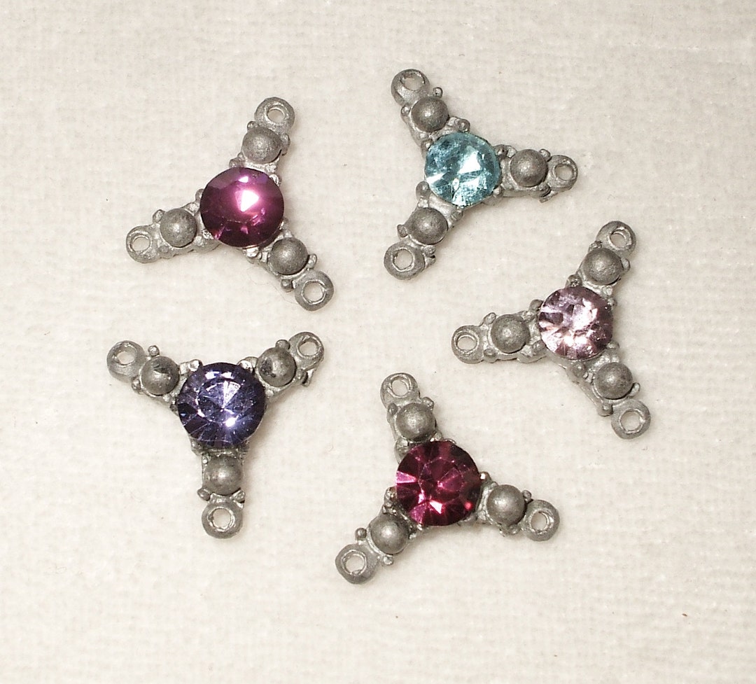 5 Rhinestone Necklace Connectors - Etsy