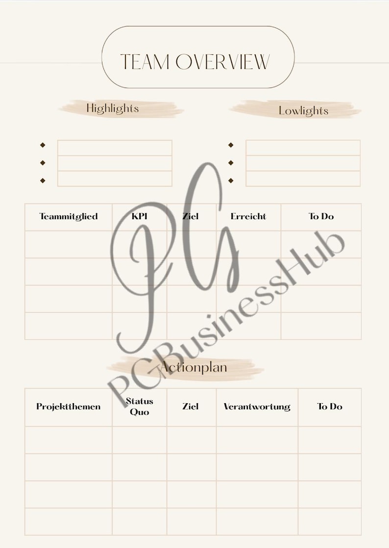 Monthly Action Plan | Team KPI Tracker Template | Editable Canva ...