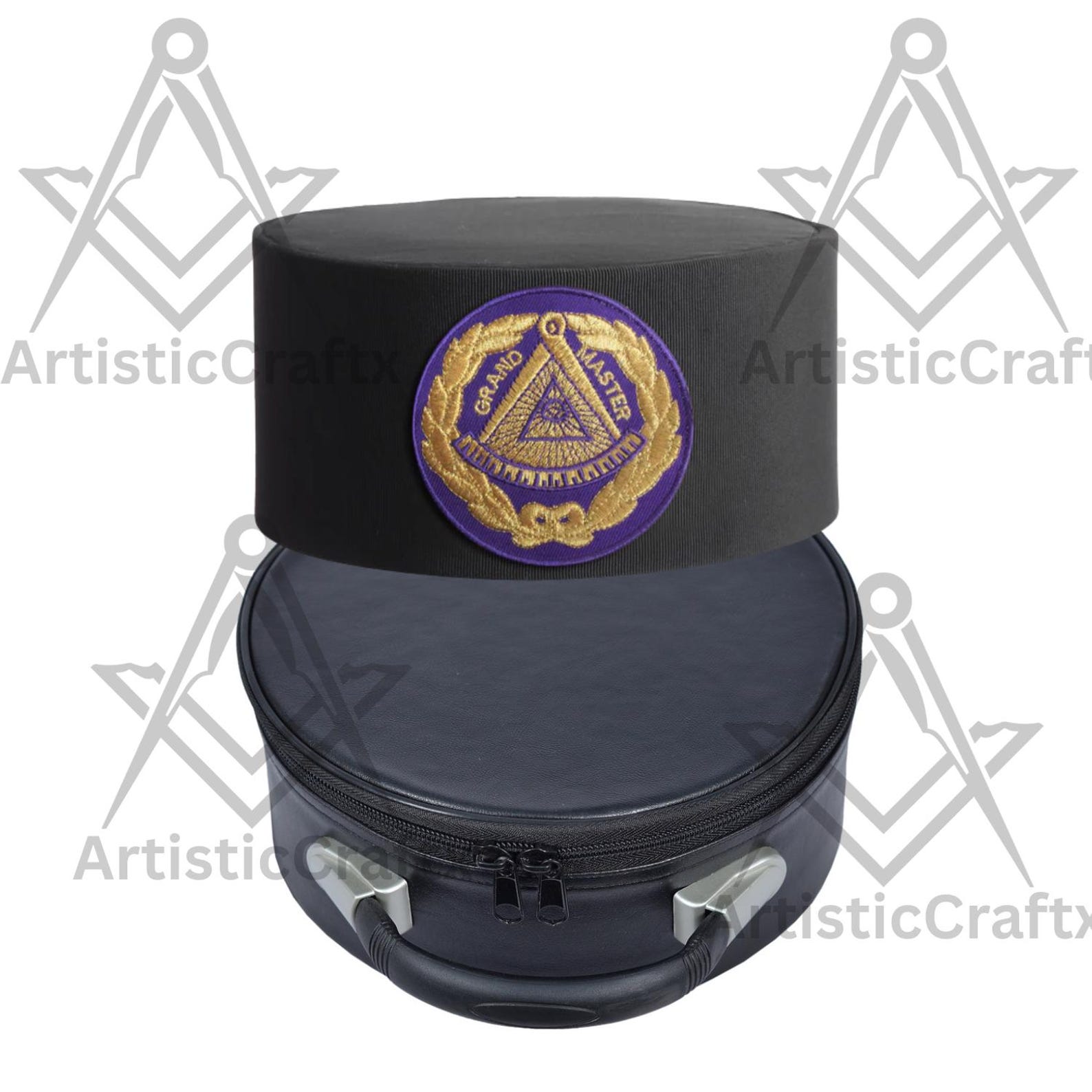 Masonic Grand Master Cap With Case | Black Freemason Regalia, Purple ...