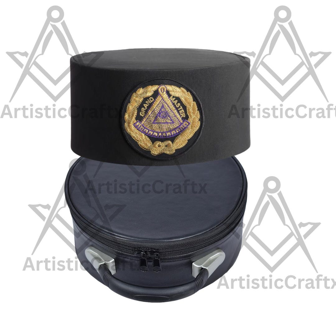 Masonic Grand Master Cap With Embroidered Emblem & Carry Case | Custom ...