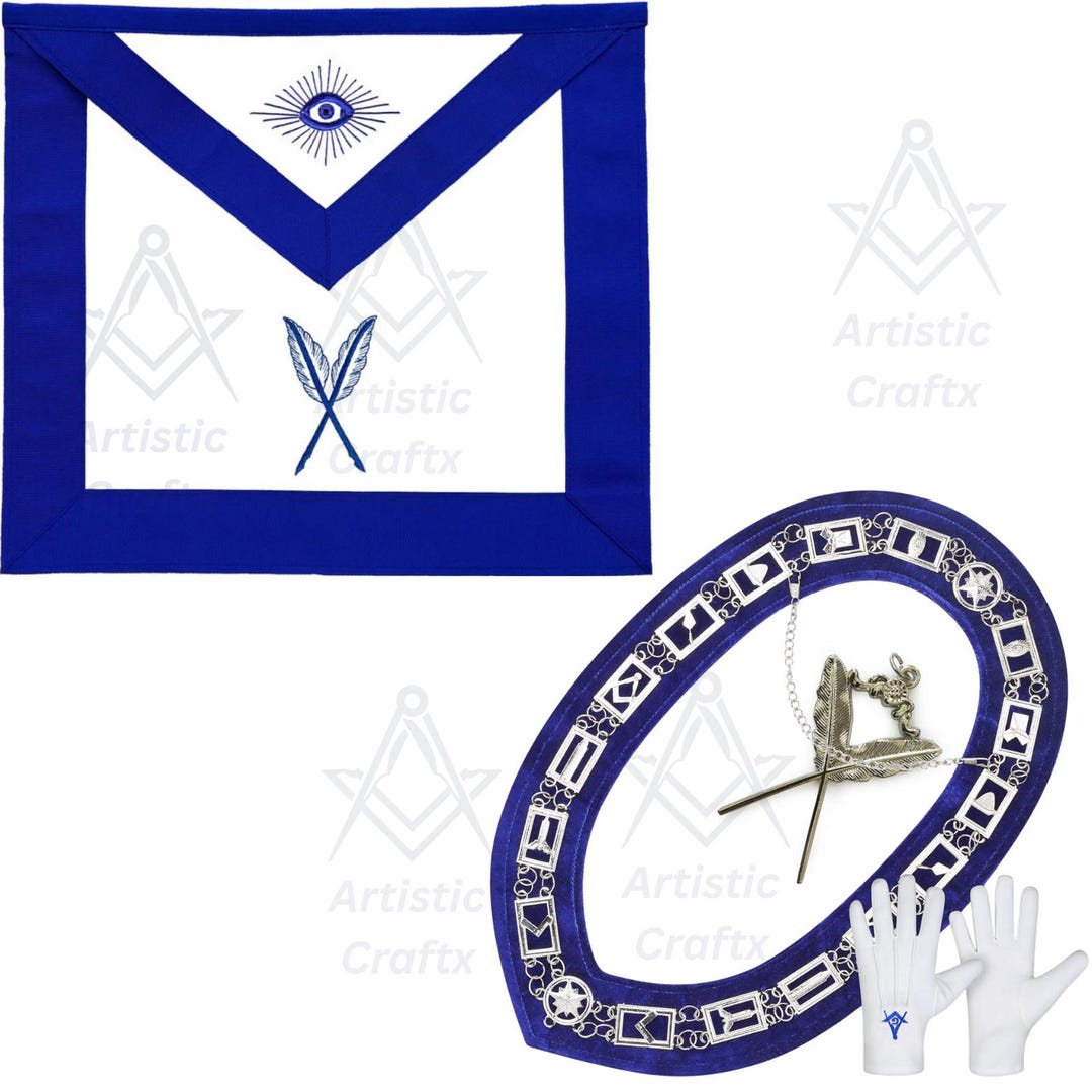 Secretary Blue Lodge Officer Apron – Royal Blue Machine Embroidery ...