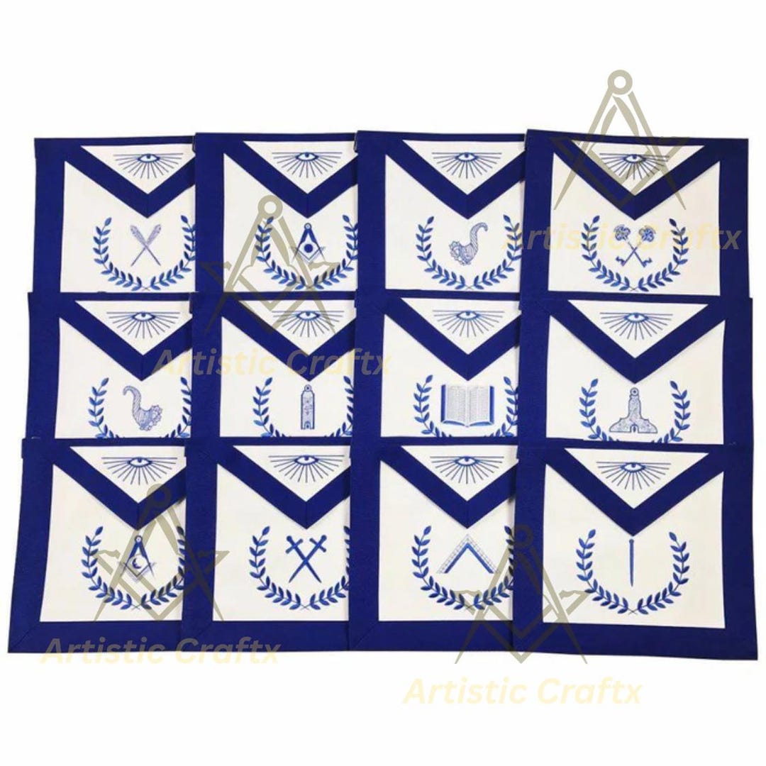 Officers Blue Lodge Officer Apron Set of 12 | Royal Blue | Machine ...