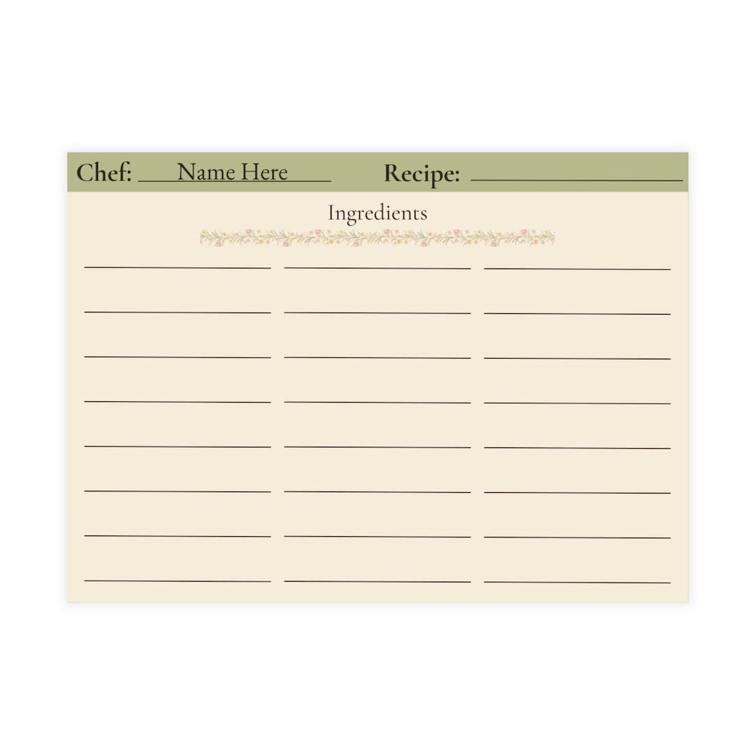 Personalized Recipe Cards (7x5) | Custom Chef Name Recipe Card ...