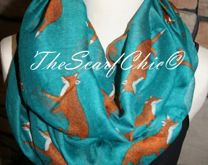 Fox Print Infinity Scarf Animal Print Scarf Chunky Infinity Scarf Loop ...