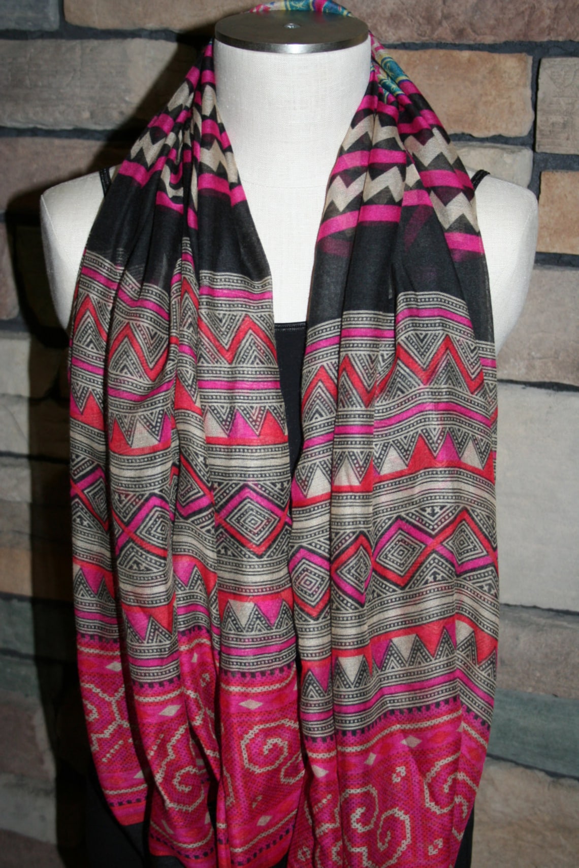 Aztec Native Tribal Infinity Scarf Southwest Infinity Scarf - Etsy