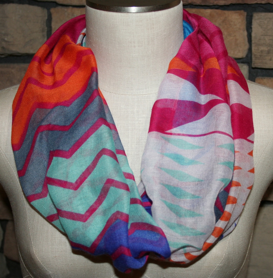 Chevron Infinity Scarf Multi-colored Chevron Print Scarf Loop - Etsy